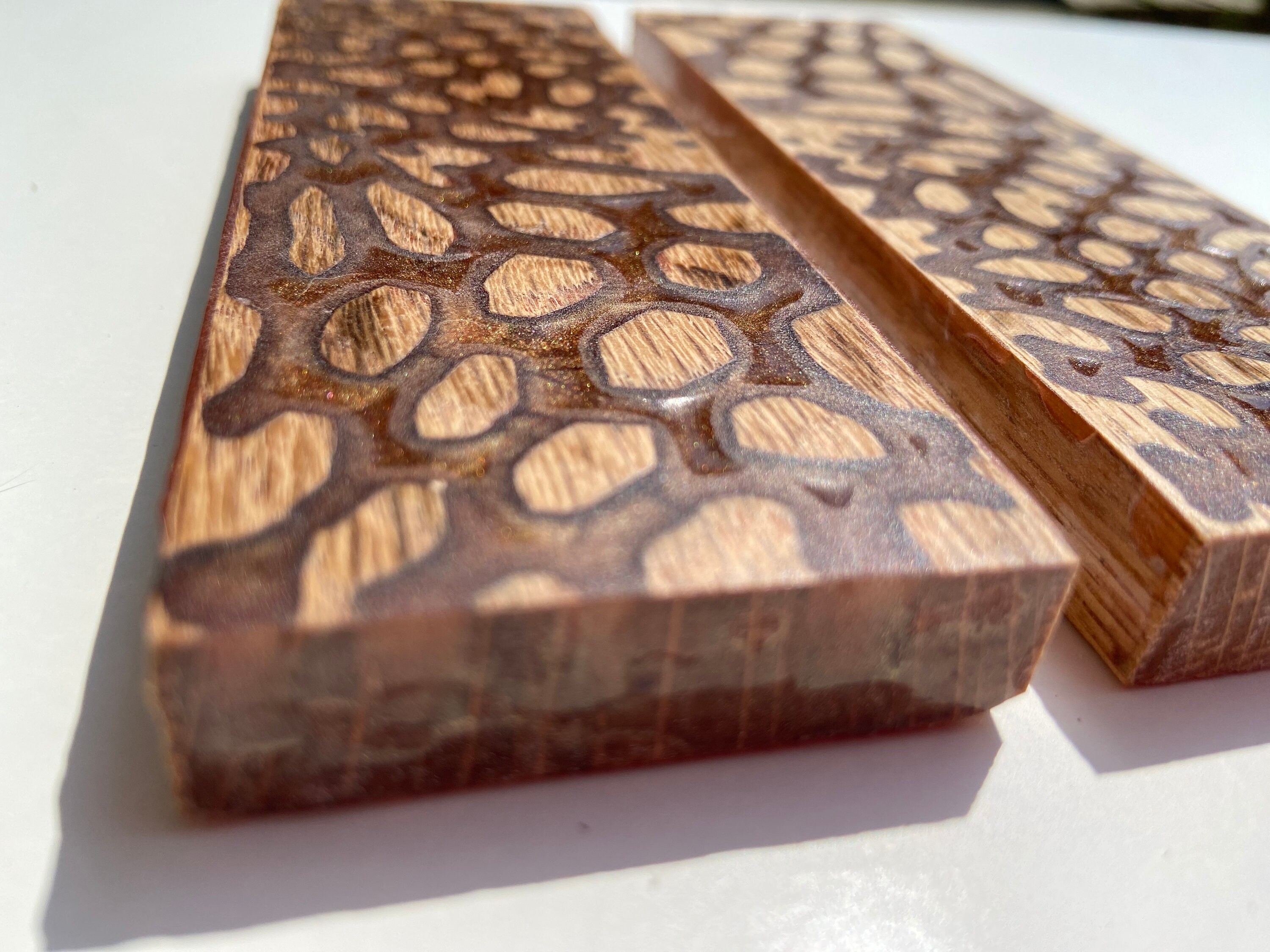 Pair Oak Wood and Epoxy Resin Pattern Knife Scales Blank Knife Maker ...