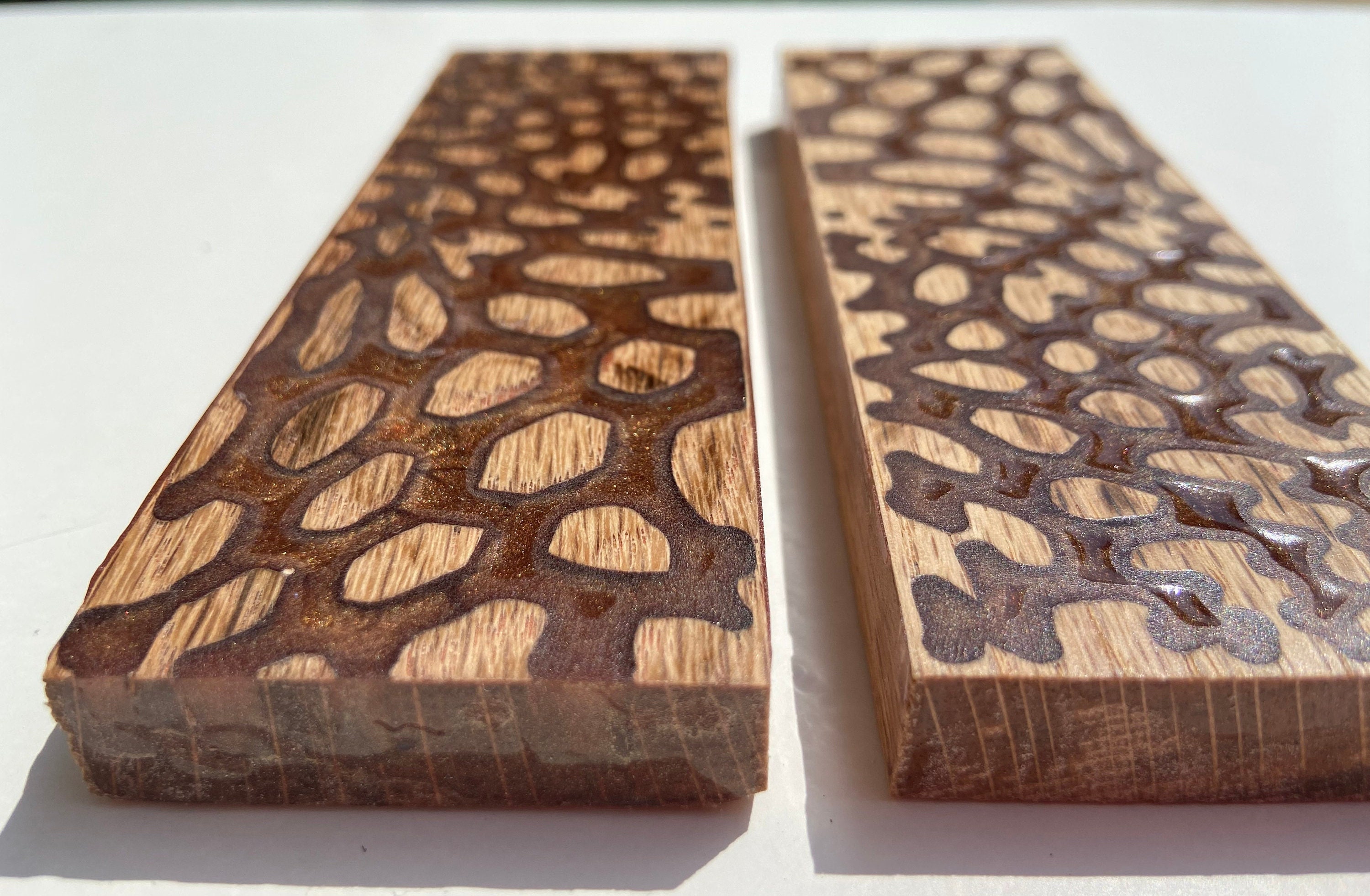 Pair Oak Wood and Epoxy Resin Pattern Knife Scales Blank Knife Maker ...