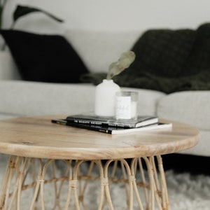Bohemian Rattan Urban Chic Coffee Table Small Round Natural Boho Woven ...