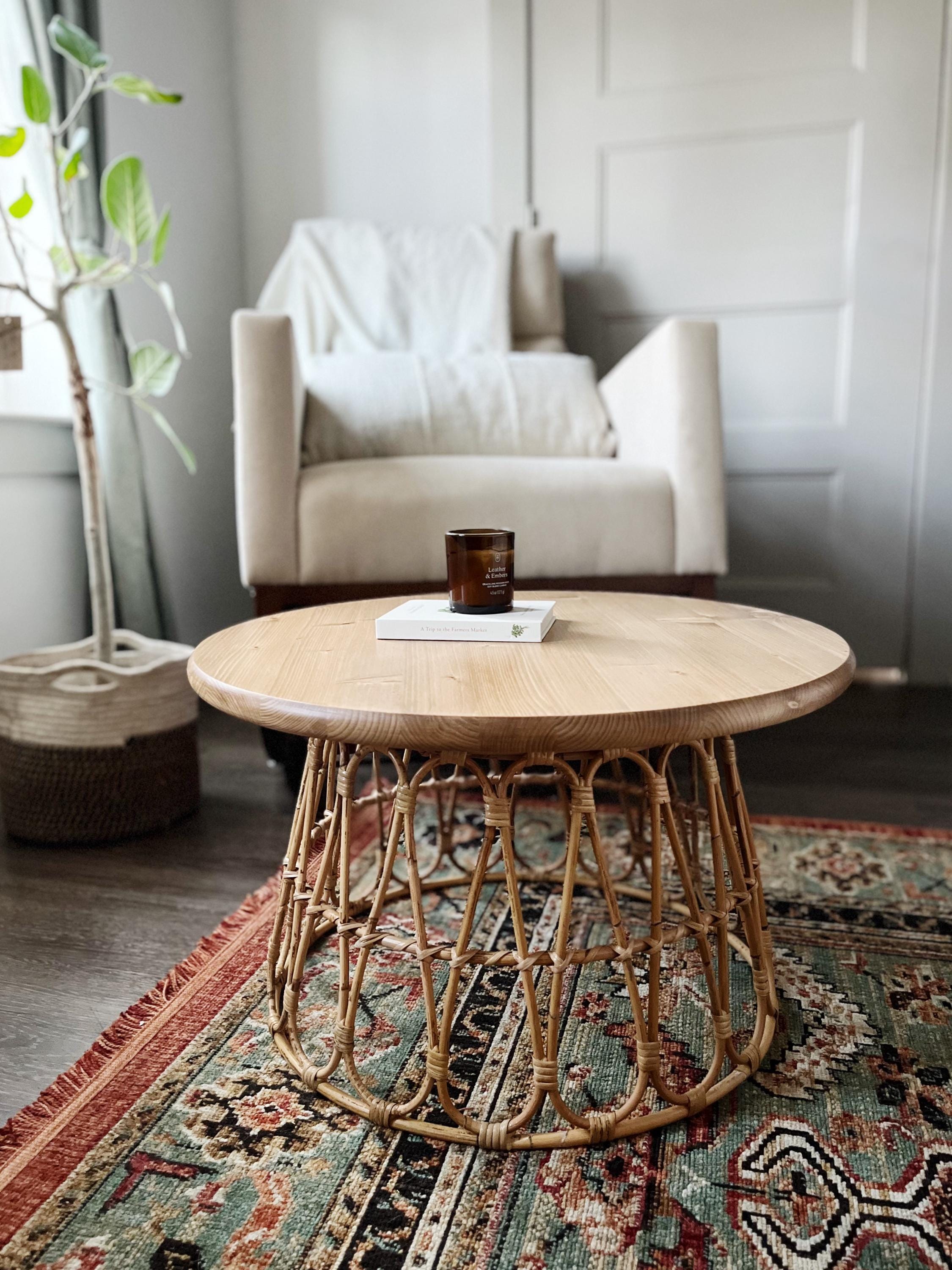 Bohemian Rattan Urban Chic Coffee Table Small Round Natural Boho Woven Table Modern Etsy UK
