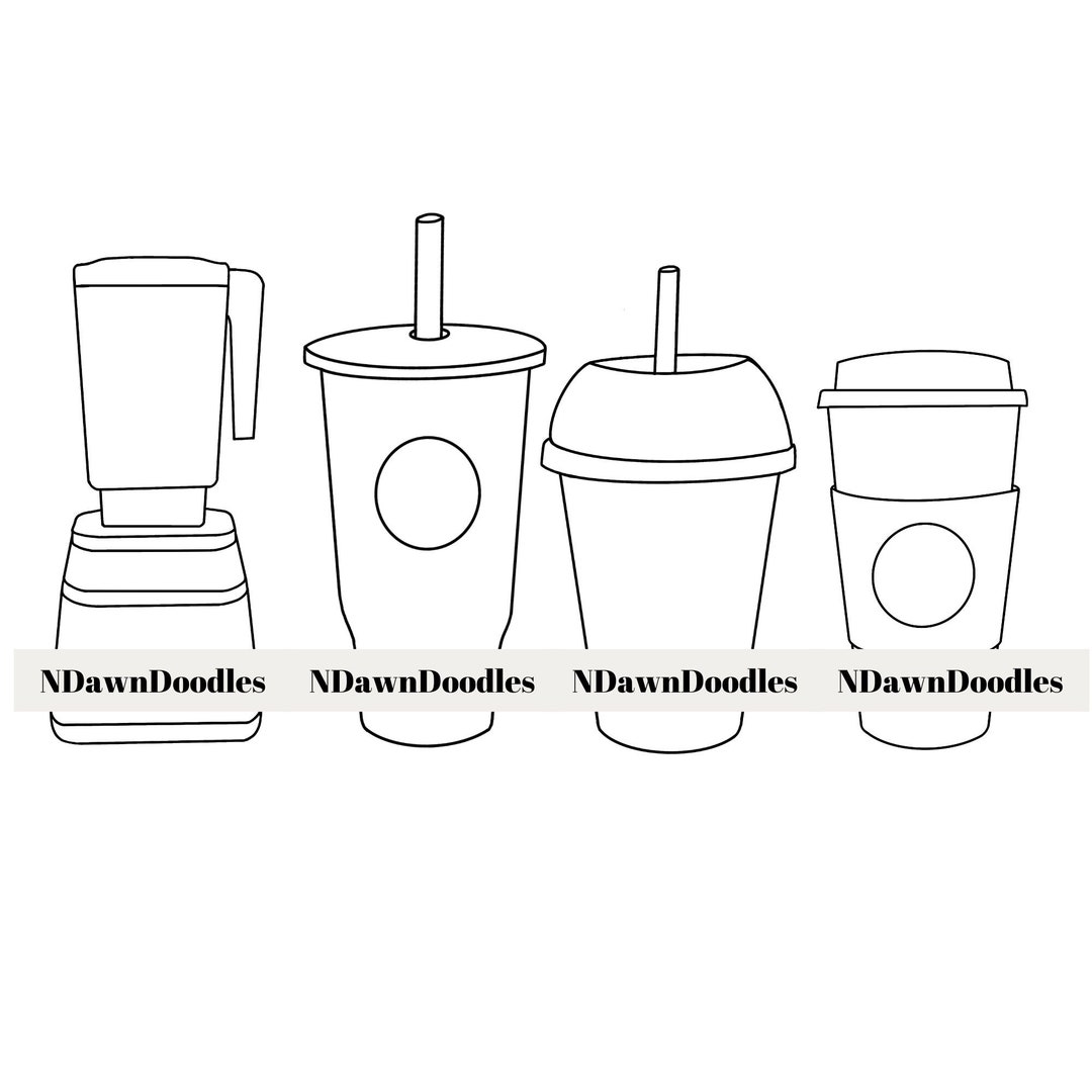 Cup Outline Design Package for Shake/tea Shops (4 Images) - Etsy