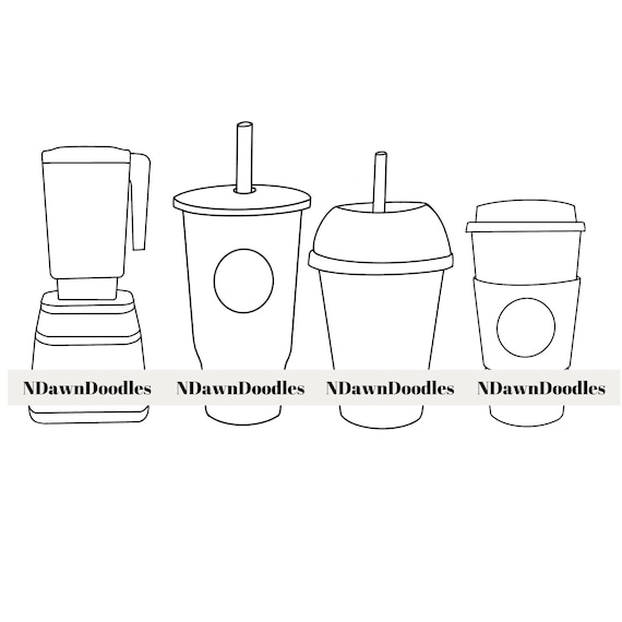 Cup Outline Design Package for Shake/tea Shops 4 Images | Etsy