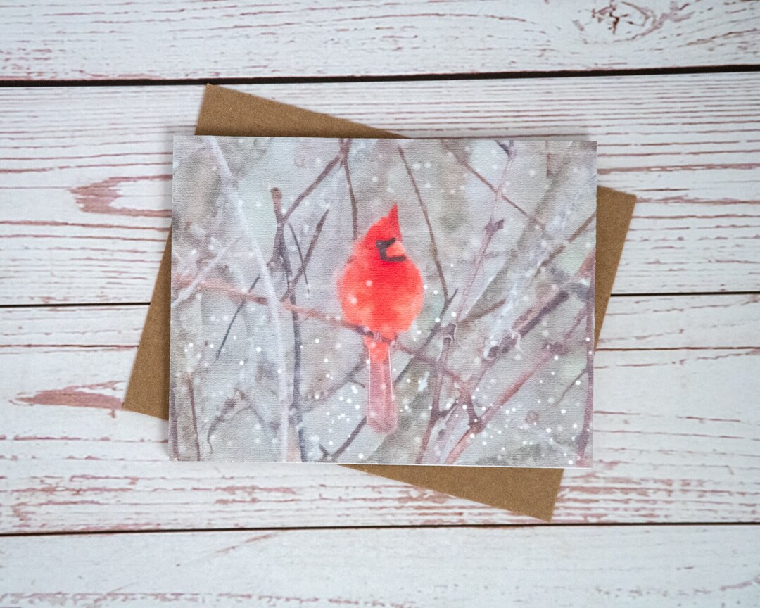 Winter Cardinal Greeting Card. Woodland Card. Holiday Card. - Etsy