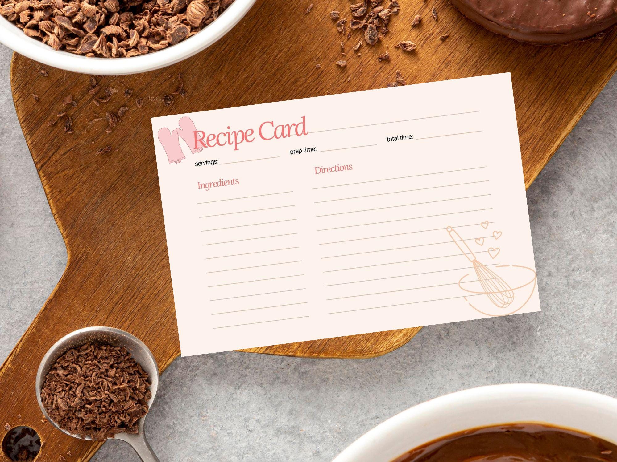 Pink Recipe Card Printable 4x6 Gift for Cooking Baking Enthusiasts - Etsy