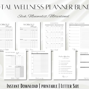 Sleek Wellness Planner Bundle: Habit, Fitness, Food (PDF Printable) - Etsy