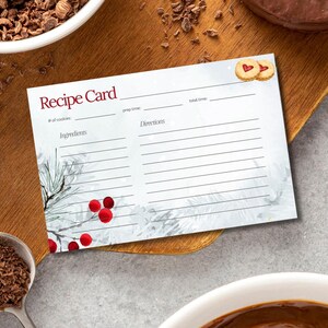 Themed Printable 4x6 Recipe Card for Baking Enthusiasts and Cookie ...