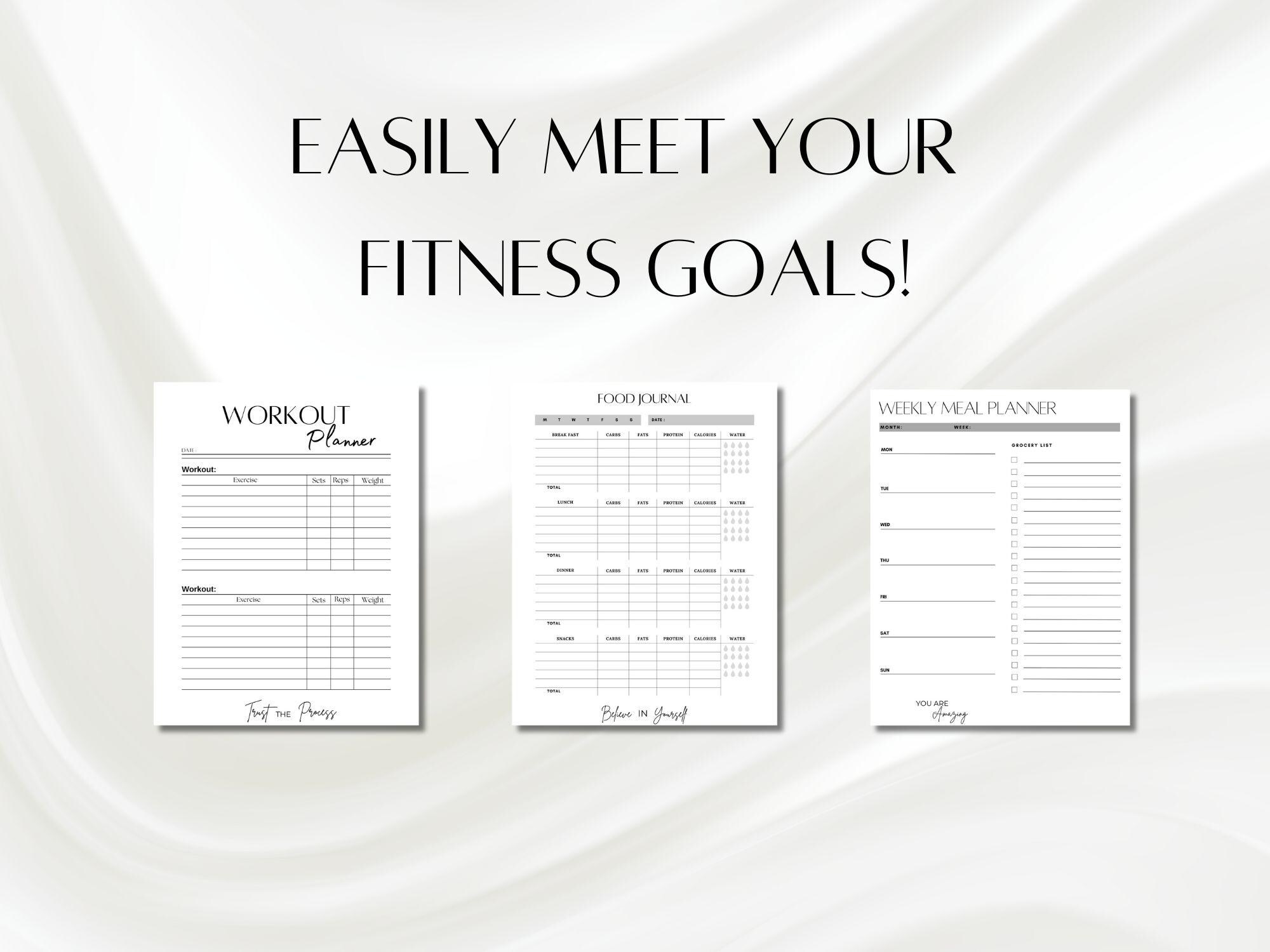 Sleek Wellness Planner Bundle: Habit, Fitness, Food (PDF Printable) - Etsy