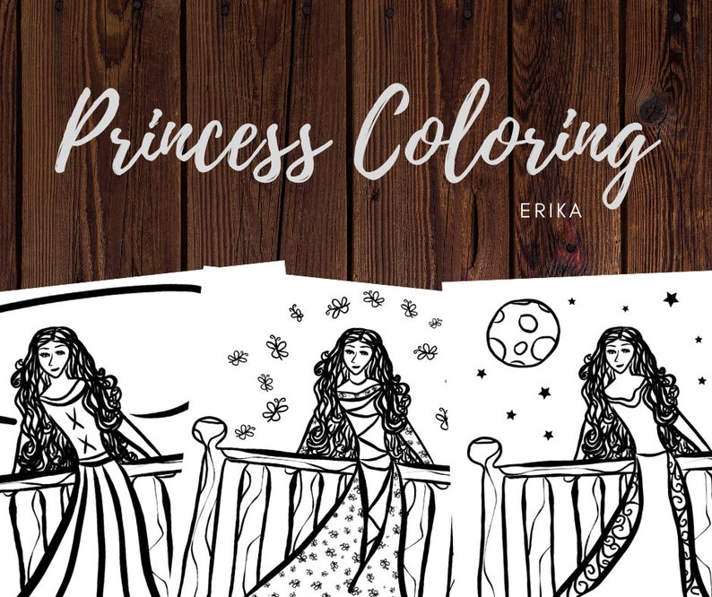 Princess Coloring Pages - Erika - Etsy