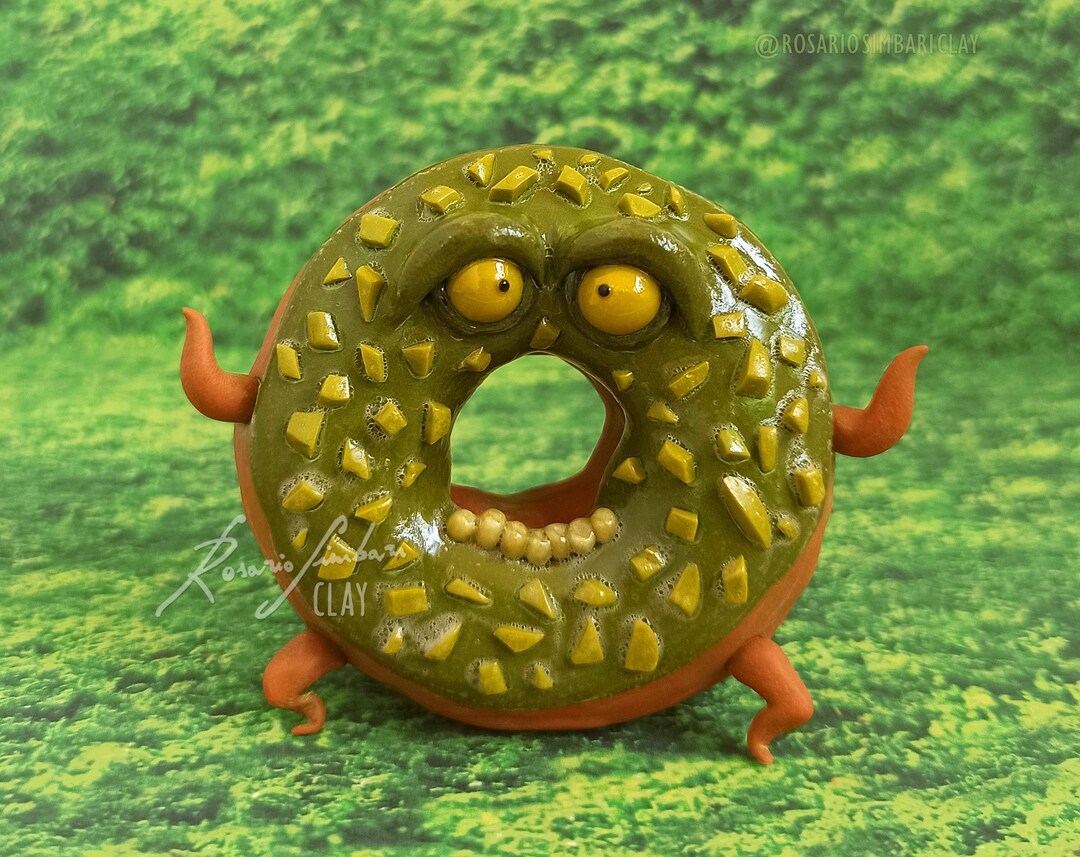 Pistachio Glazed Donut Weird Creepy Cute Fantasy Creature Figurine ...