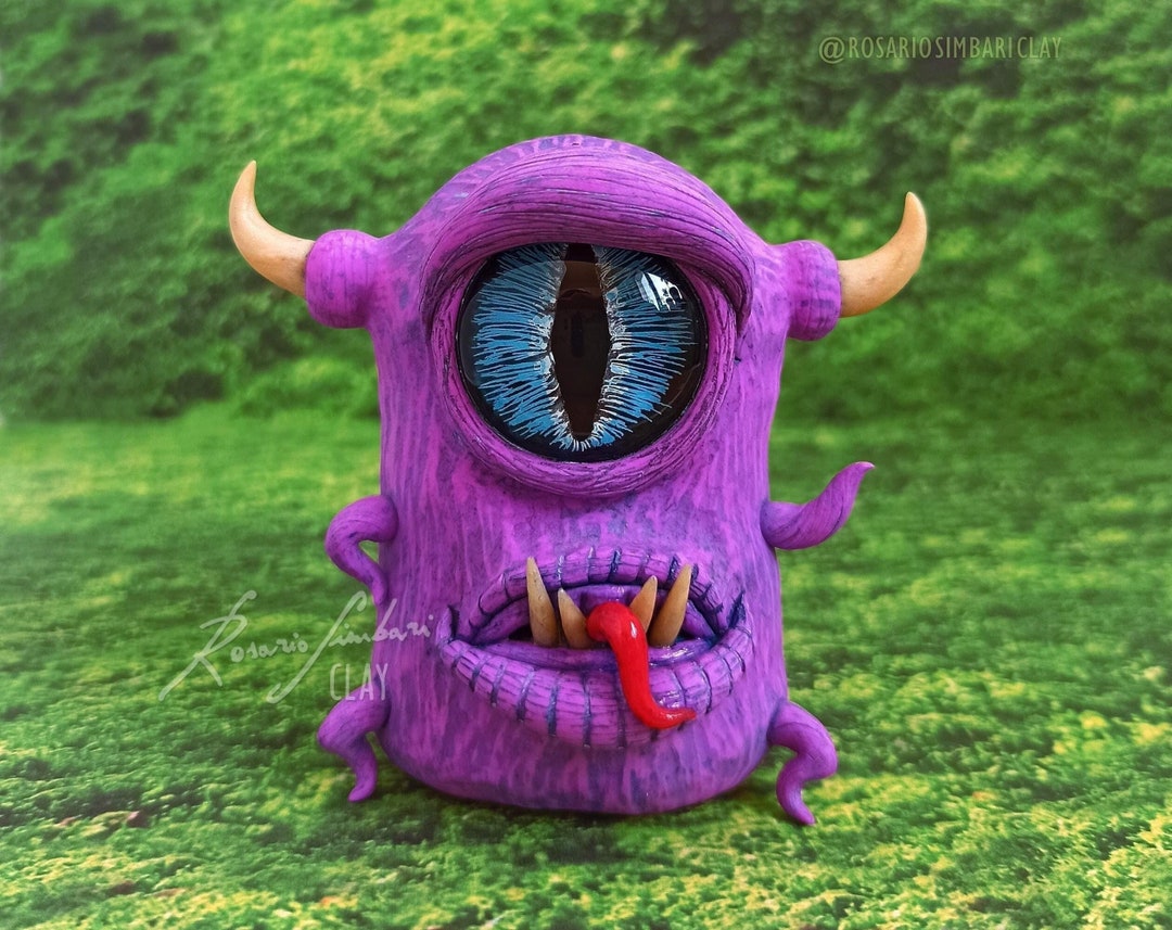 Horned Cyclops Weird Creepy Cute Fantasy Creature Figurine. Original ...