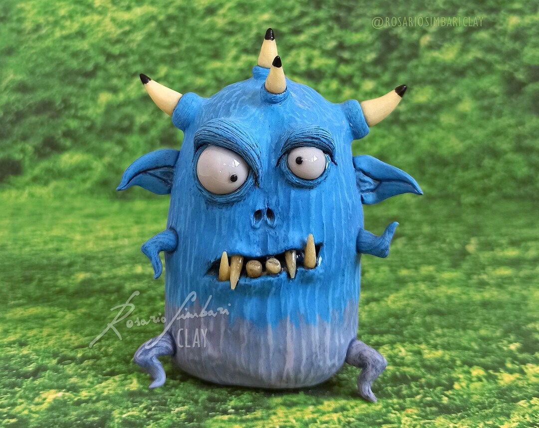 Horned Goblin Monster Weird Creepy Cute Fantasy Creature Figurine ...