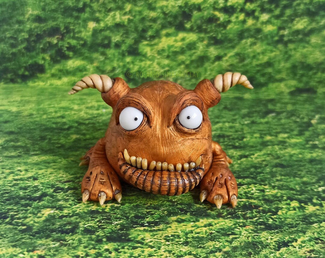 Devil Toad Frog Sculpture, OOAK Creepy Cute Weird Fantasy Art Figurine ...