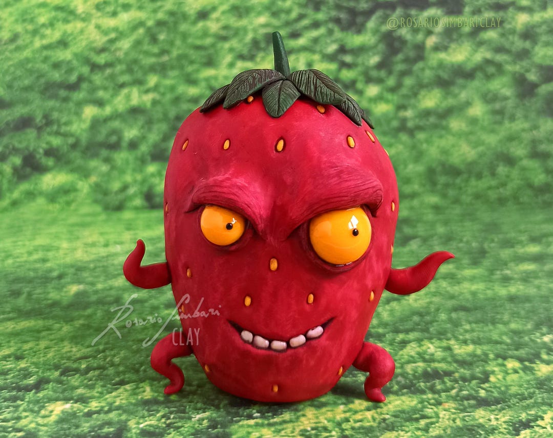 Strawberry Fruit Weird Creepy Cute Fantasy Creature Figurine. Original ...