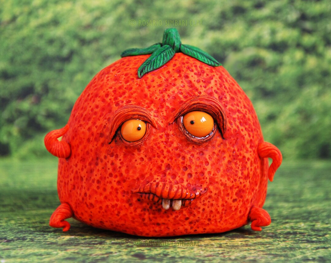 Orange Creature Weird Creepy Cute Fruit Figurine. Handmade - Etsy