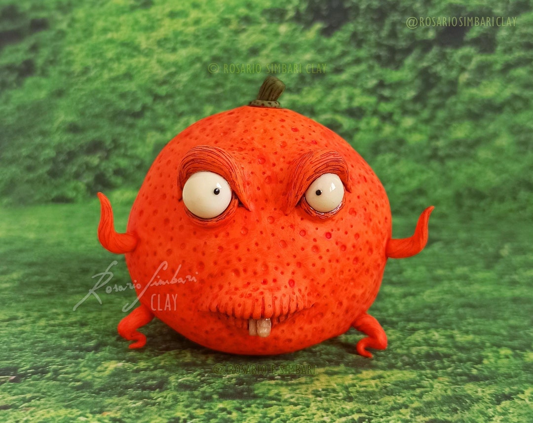 Orange Fruit Weird Creepy Cute Fantasy Creature Figurine. Original Art ...