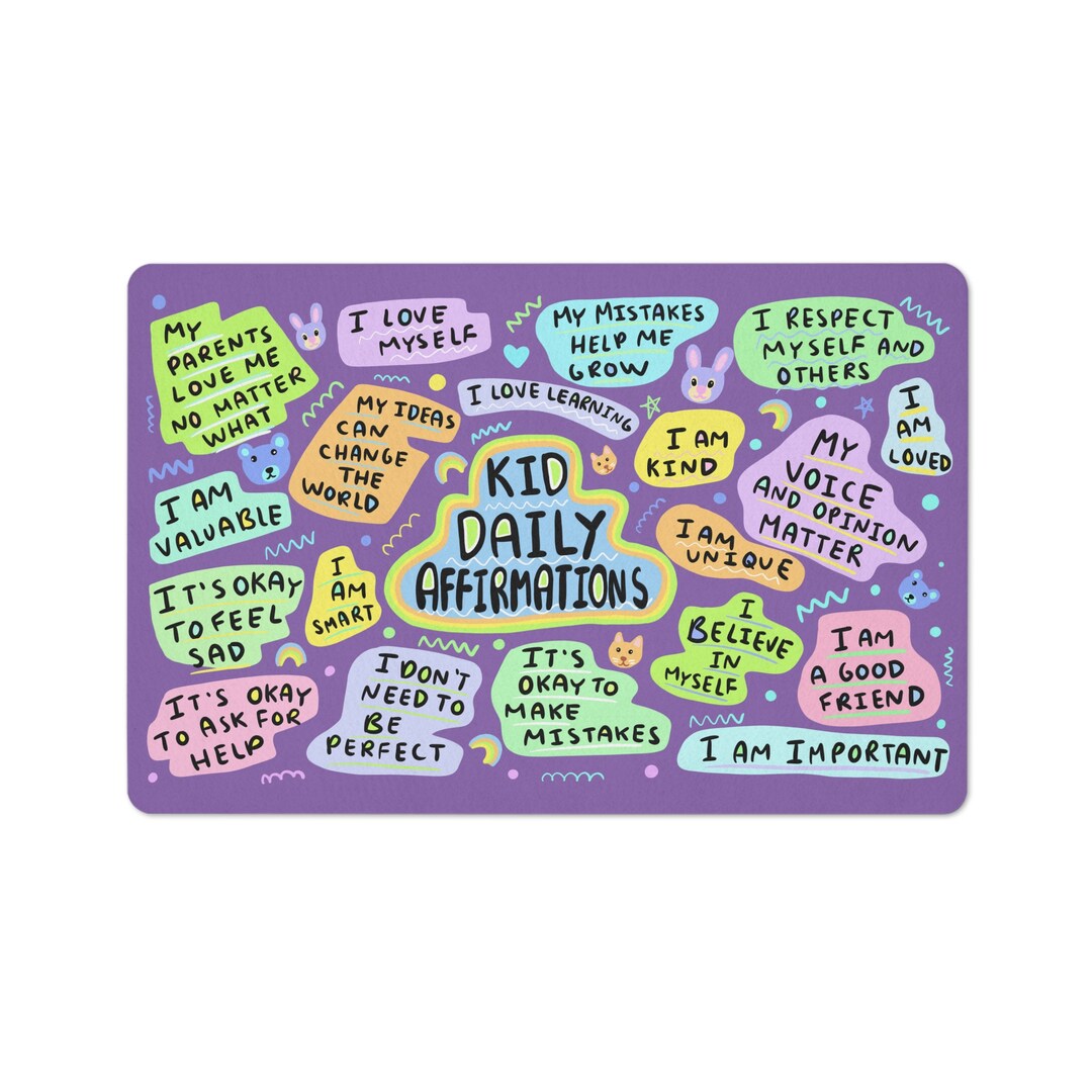 Positive Affirmations Kids Room Mat: Purple Decor Rug (27"x18") - Etsy