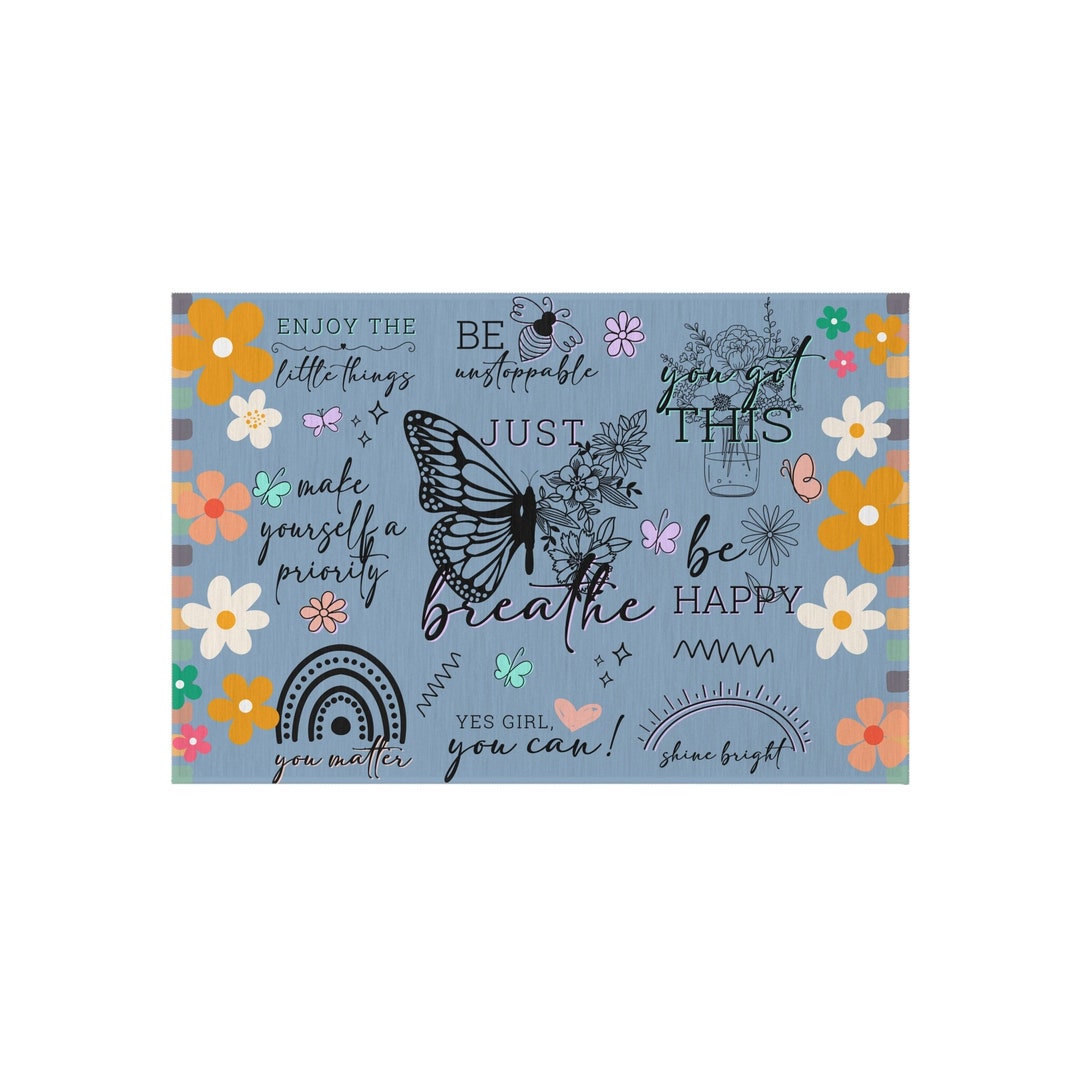 Butterfly Motivational Rug, Rug Positive Affirmations, Indoor or ...