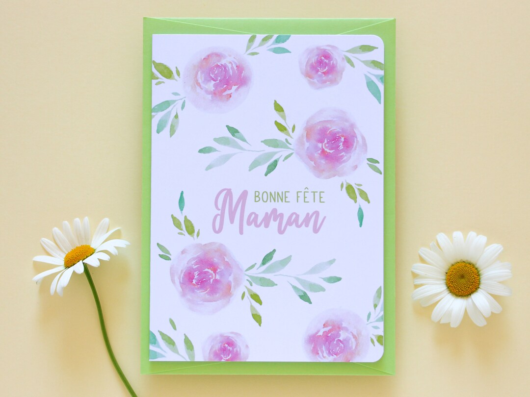 Mother's Day Card Happy Mom's Day, Card Illustrated With Watercolor ...