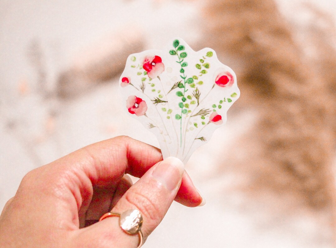 Sticker Transparent Poppies Sticker Flowers Sticker - Etsy