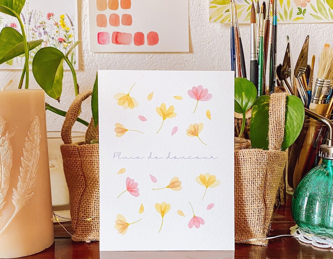 Illustrated Poster Watercolor Flowers, Floral Art for Decoration ...