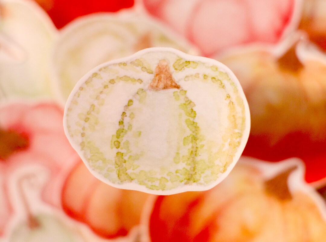 Transparent Sticker Autumn Green Pumpkin for Your Notebooks, Stationery ...