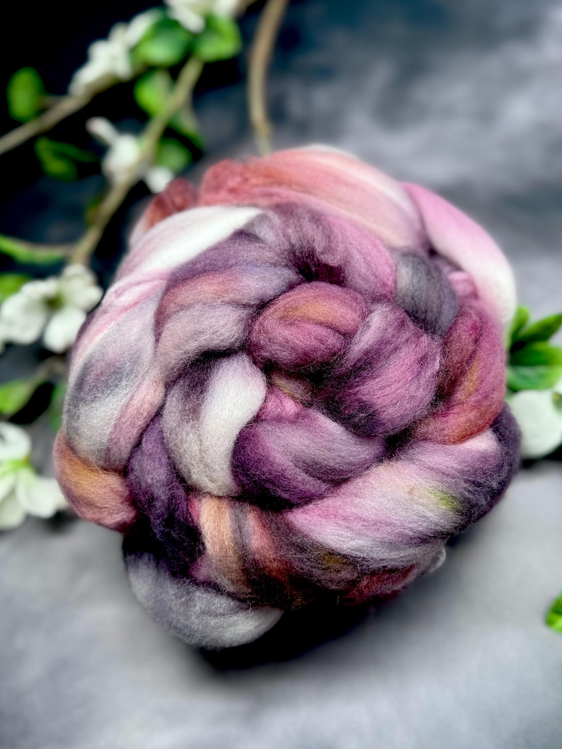 Ash & Petals - Wool for Spinning and Felting, Wool Roving, Hand Dyed ...