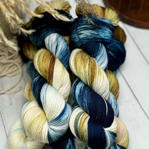 Dragonfly in Amber - Blue, Gold, Yellow, White Merino Nylon Yarn ...