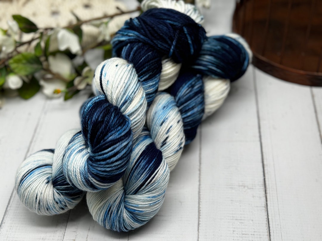 Blue Sapphire - Nature Yarn, Hand Dyed, Fingering Sock Yarn, Hand ...