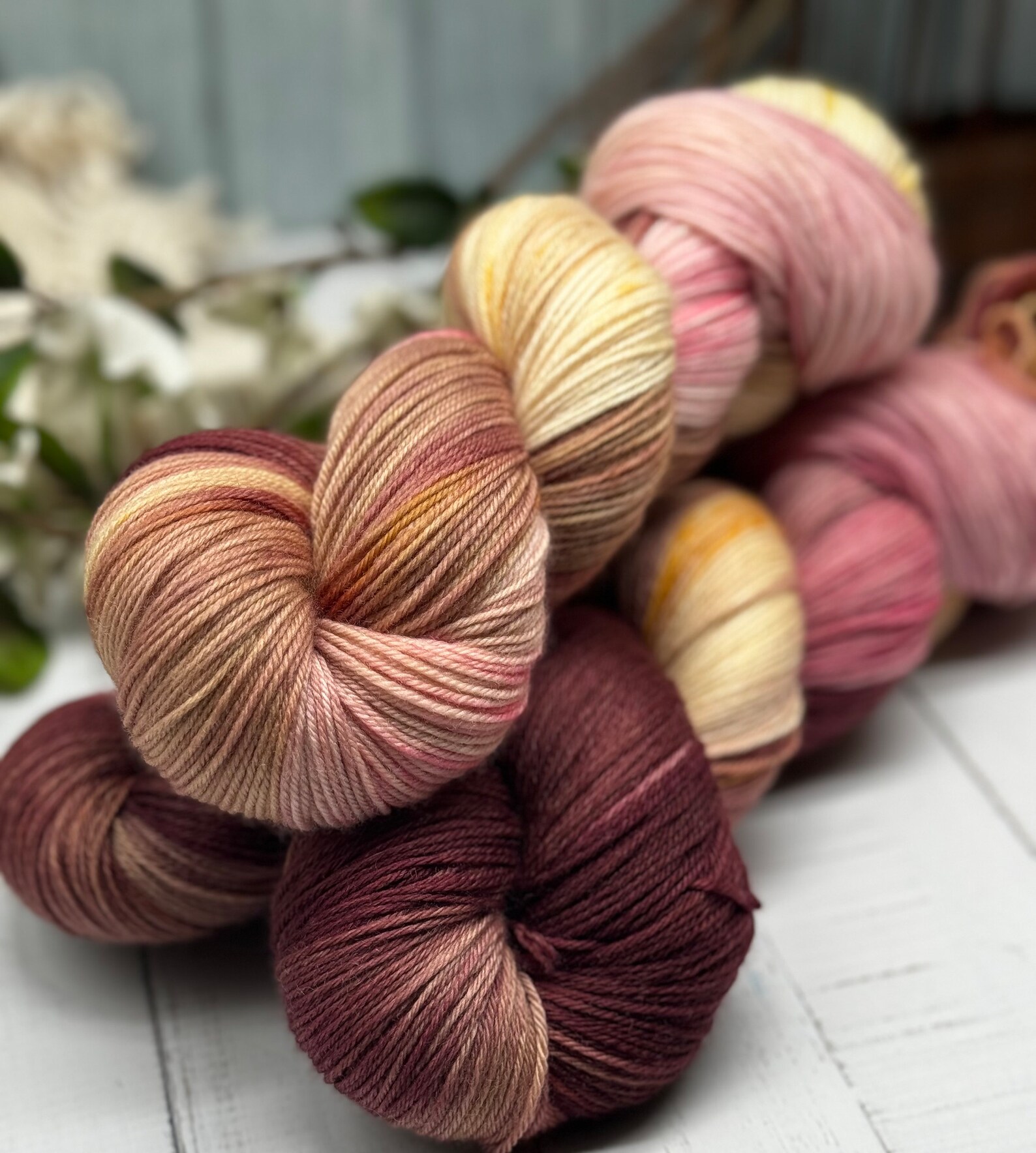 A Rose at Dawn - Autumn Yarn, Hand Dyed, Fingering Sock Yarn, Hand ...