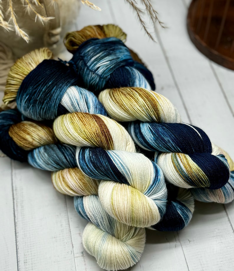 Dragonfly in Amber - Blue, Green, Gold, Hand Dyed Superwash Merino ...