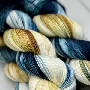 Dragonfly in Amber - Blue, Gold, Yellow, White Merino Nylon Yarn ...