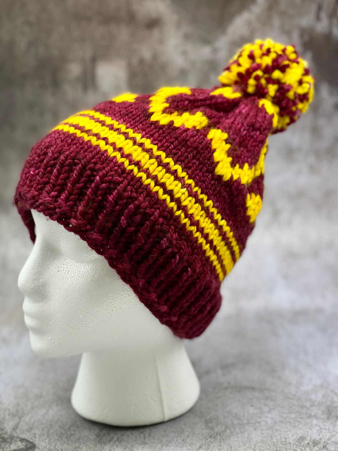 Beanie Hat Kit - Hockey Hat Pattern and Yarn, Adult Hat Pattern and ...