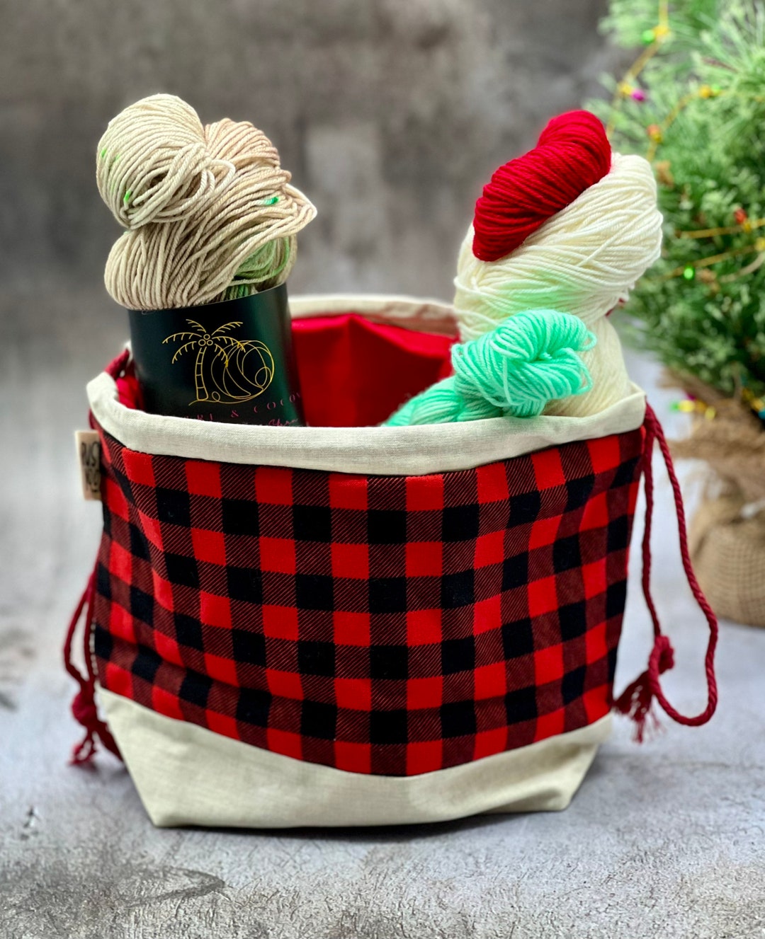 Buffalo Plaid - Sock Yarn Bag, Sock Project Bag, Yarn Bag, Yarn Tote ...