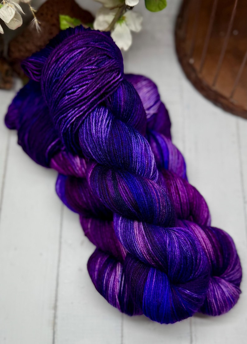 Whose Eating Sour Grapes? - Purple, Neon Pink, Black, Merino Nylon Yarn ...