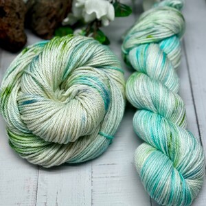 Jade - Indie Dyer, Hand Dyed, Fingering Sock Yarn, Hand Painted, White ...