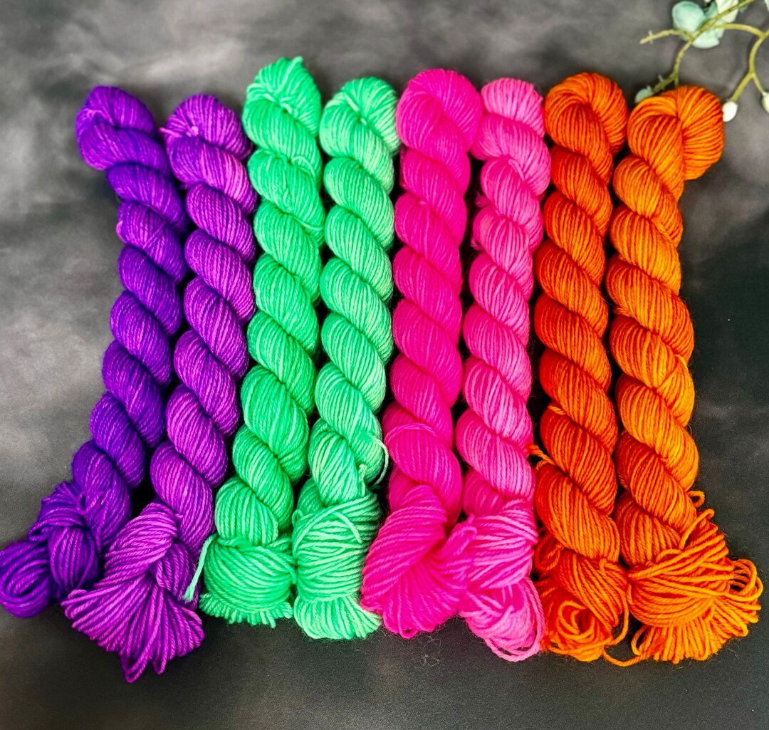 Birds of Paradise - Mini Skien Set Bright Colors, Hand Dyed Yarn, Solid Color Yarn, Indie Dyed ...