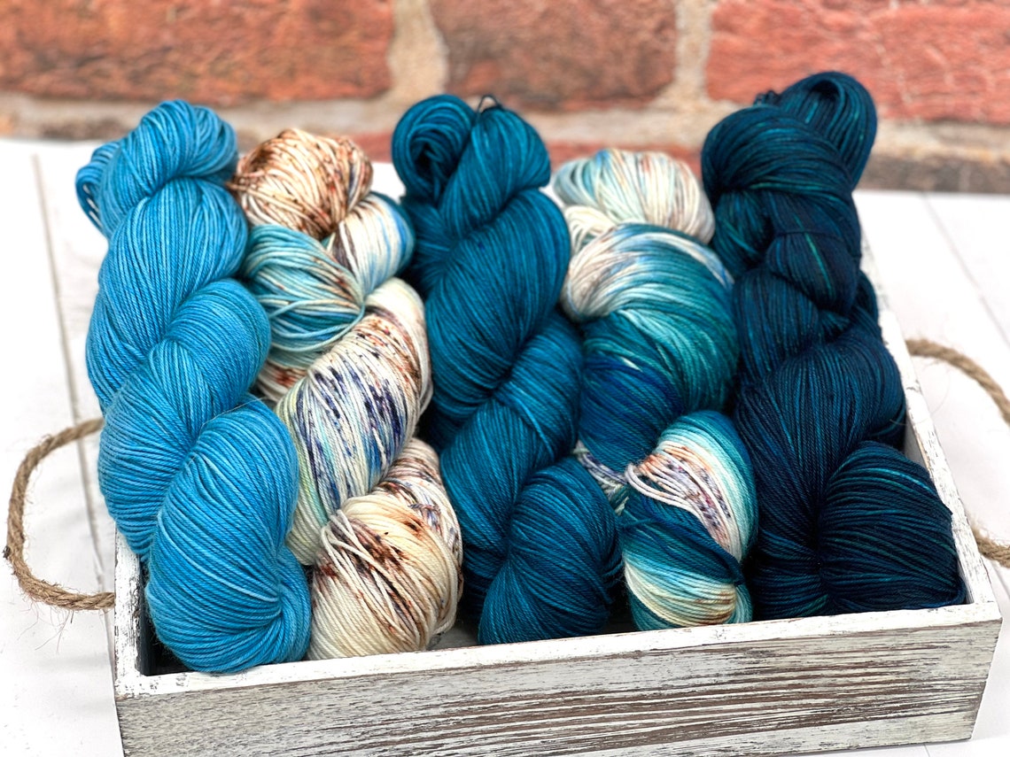 Seaside Blue Knitting Shawl Kit Knitting Kit Hand Dyed - Etsy