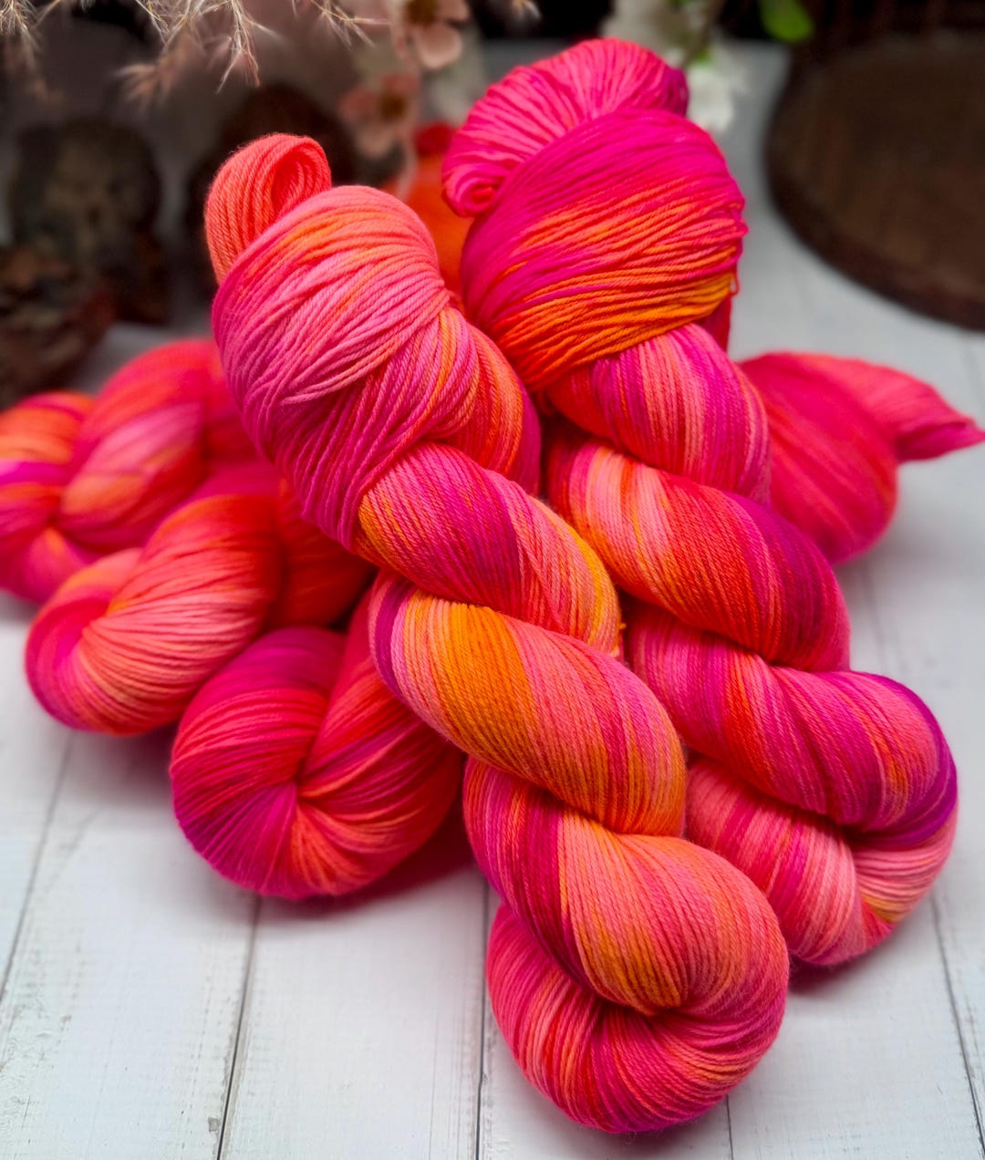 Forces of Evil - Neon Pink, Neon Yellow, Neon Orange, Merino Nylon Yarn ...