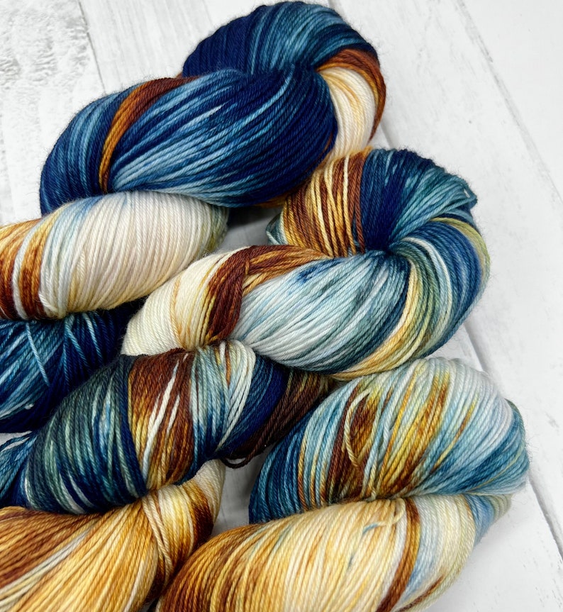 Dragonfly in Amber - Blue, Green, Gold, Hand Dyed Superwash Merino ...