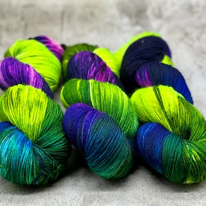 Wicked - Neon Green, Neon Purple, Neon Pink, Blue Hand Dyed Yarn ...