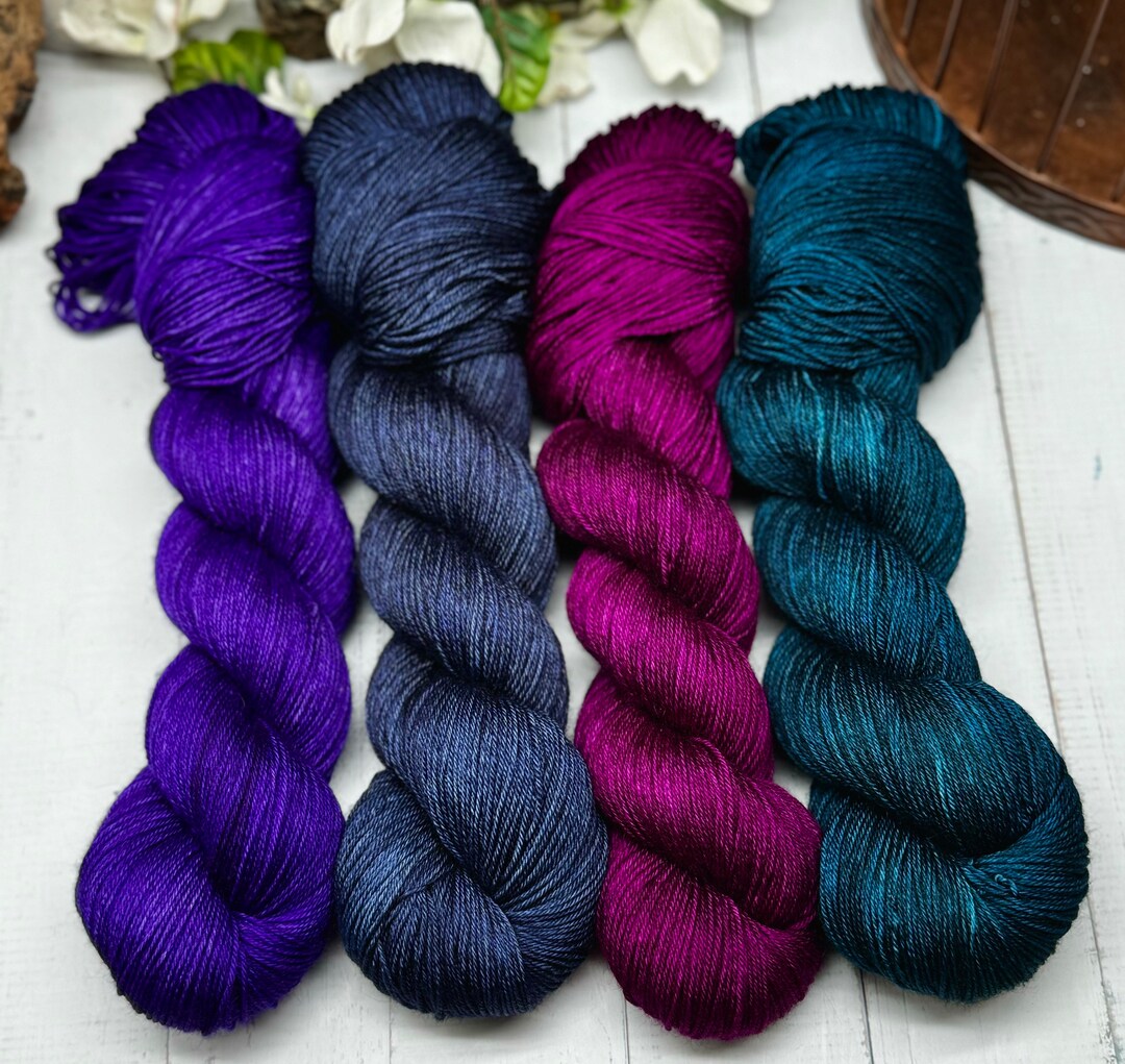 Crown Jewels Mini Skein Set Hand Dyed Yarn, Superwash Merino, Silk, Yak, Fingering Weight, 4 Ply ...