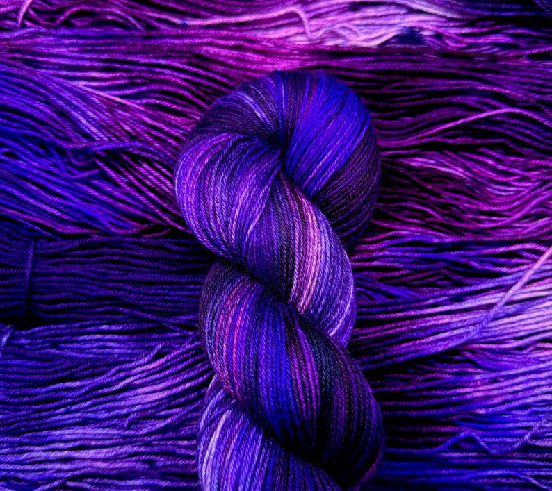 Whose Eating Sour Grapes? - Purple, Neon Pink, Black, Merino Nylon Yarn ...
