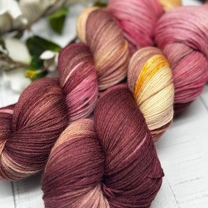 A Rose at Dawn - Autumn Yarn, Hand Dyed, Fingering Sock Yarn, Hand ...