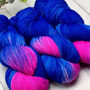 Electric Pool Neon Blue, Neon Pink, Superwash Merino Nylon Fingering ...