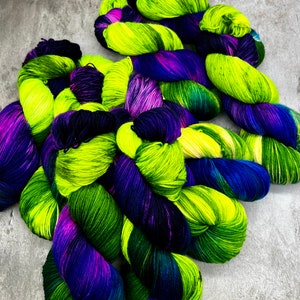 Wicked - Neon Green, Neon Purple, Neon Pink, Blue Hand Dyed Yarn ...