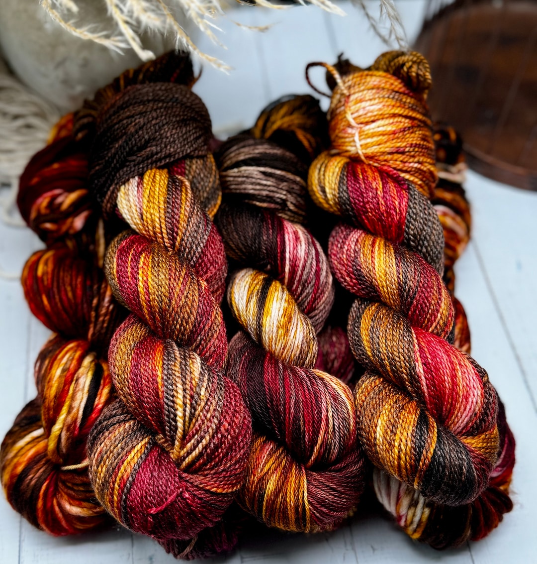 Mulled Wine - Red, Orange, Hand Dyed, Fingering Sock Yarn, Hand Painted ...