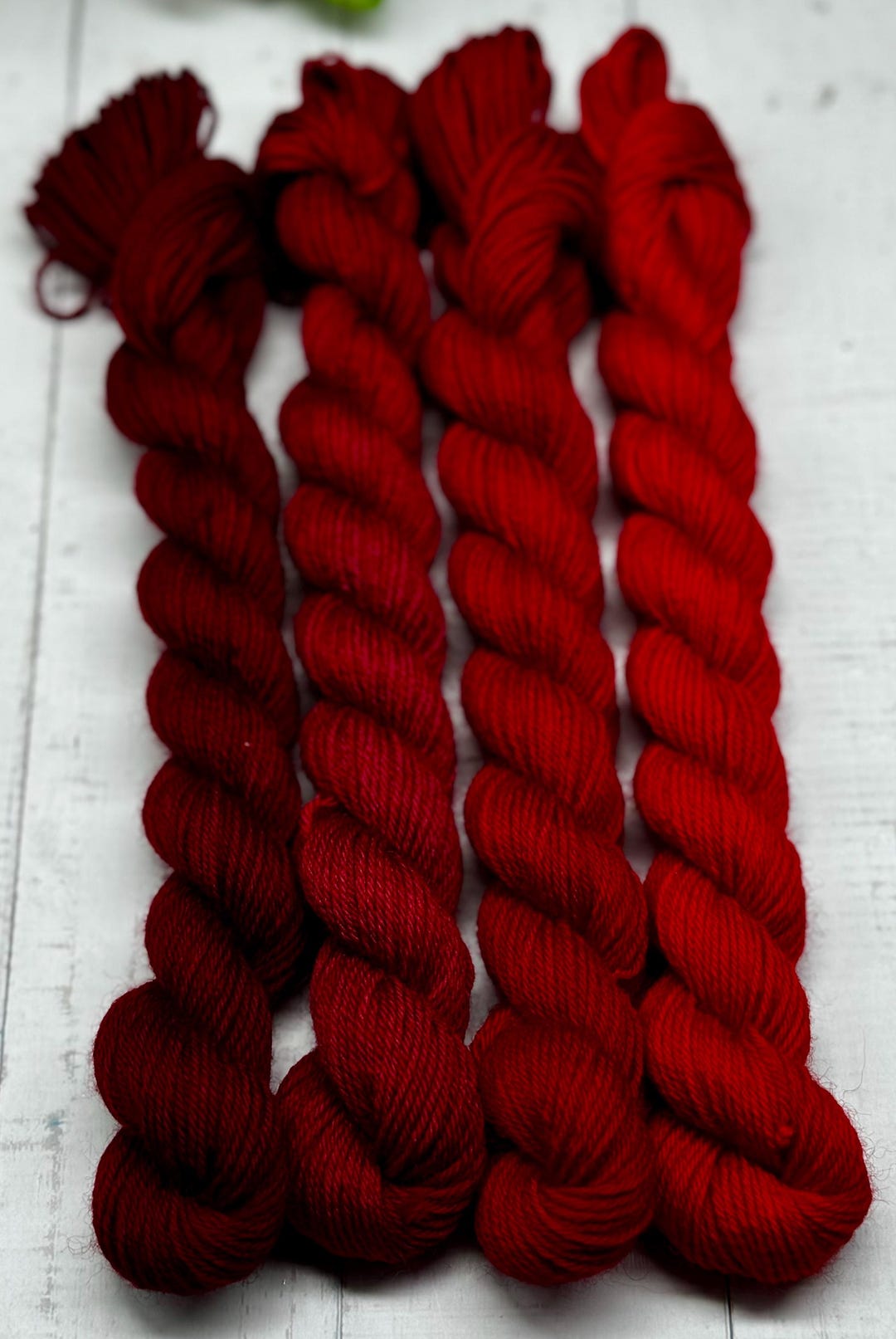 Holiday Red Minis - Mini Skien Set Bright Colors, Hand Dyed Yarn, Solid Color Yarn, Indie Dyed ...