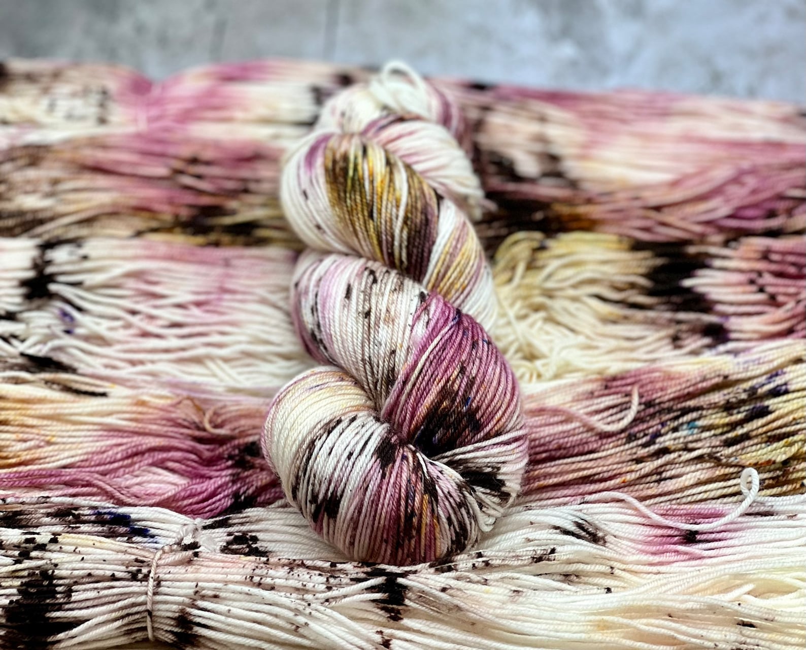 Love on the Rocks - Blush Pink, Gold, Brown, White Merino Nylon Yarn ...
