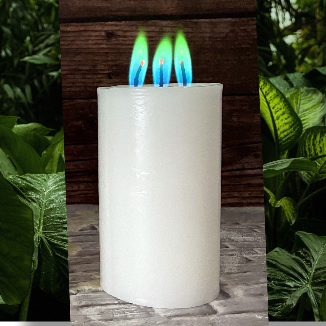 Real GREEN Flame Pillar Candle Aurora Green Not an Led - Etsy