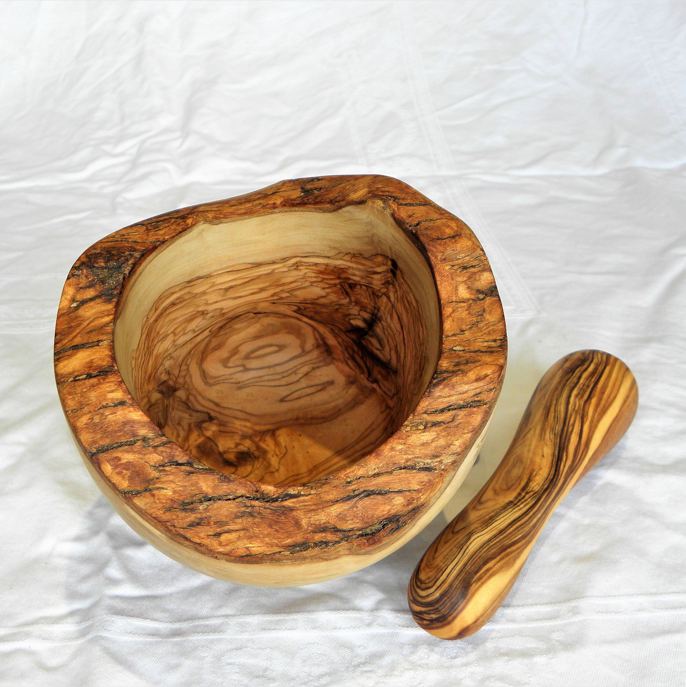 Rustic Mortar in Handmade Olive Wood With Pillon 16 Cm / 2 - Etsy UK